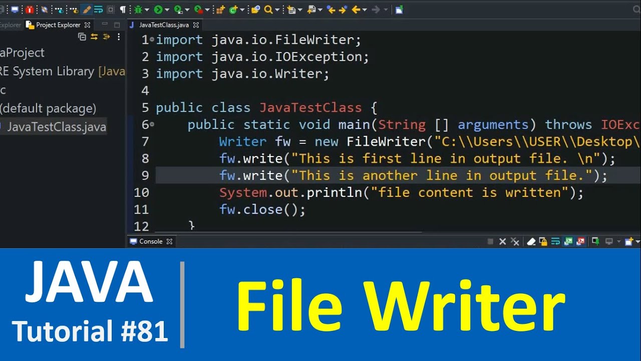 Java Tutorial #81 - Java Writer Class with Examples (FileWriter)
