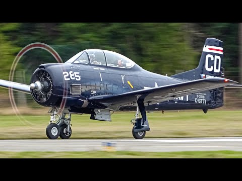 D-17S, Stearman & T-28B Startup, Takeoff/Landing & Low Passes at Qualicum Beach Airport (CAT4)