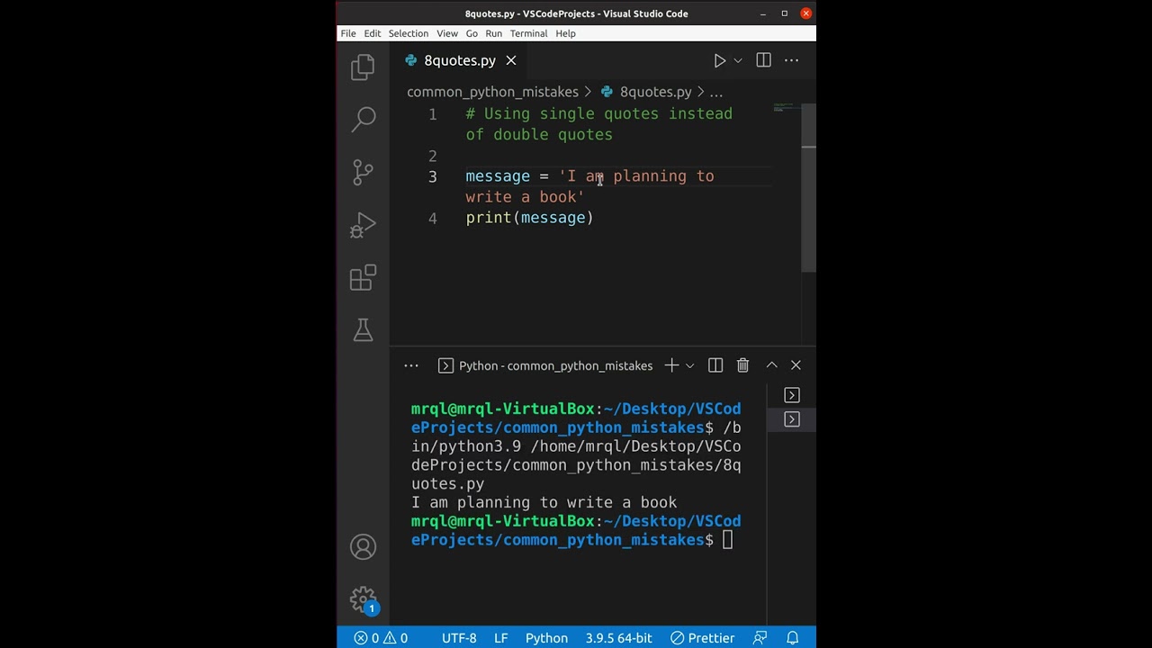 Tips to Avoid Common Python Beginner Mistakes | Double Quotes | #8