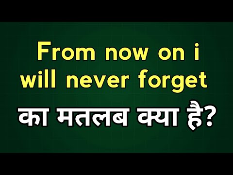 From now on i will never forget Meaning in hindi