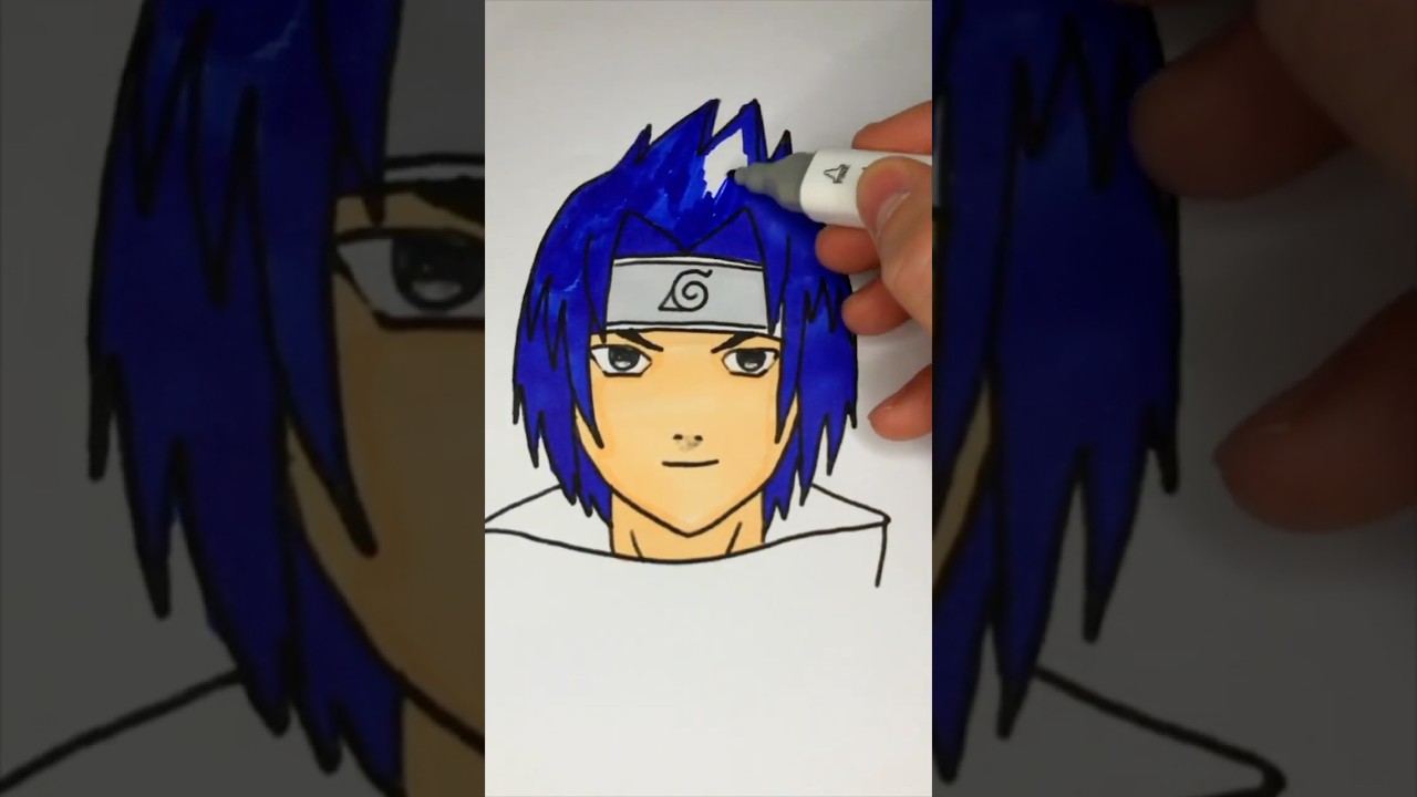 Sasuke Uchiha PRO Coloring in 30 Seconds! How to Draw Sasuke! Anime!