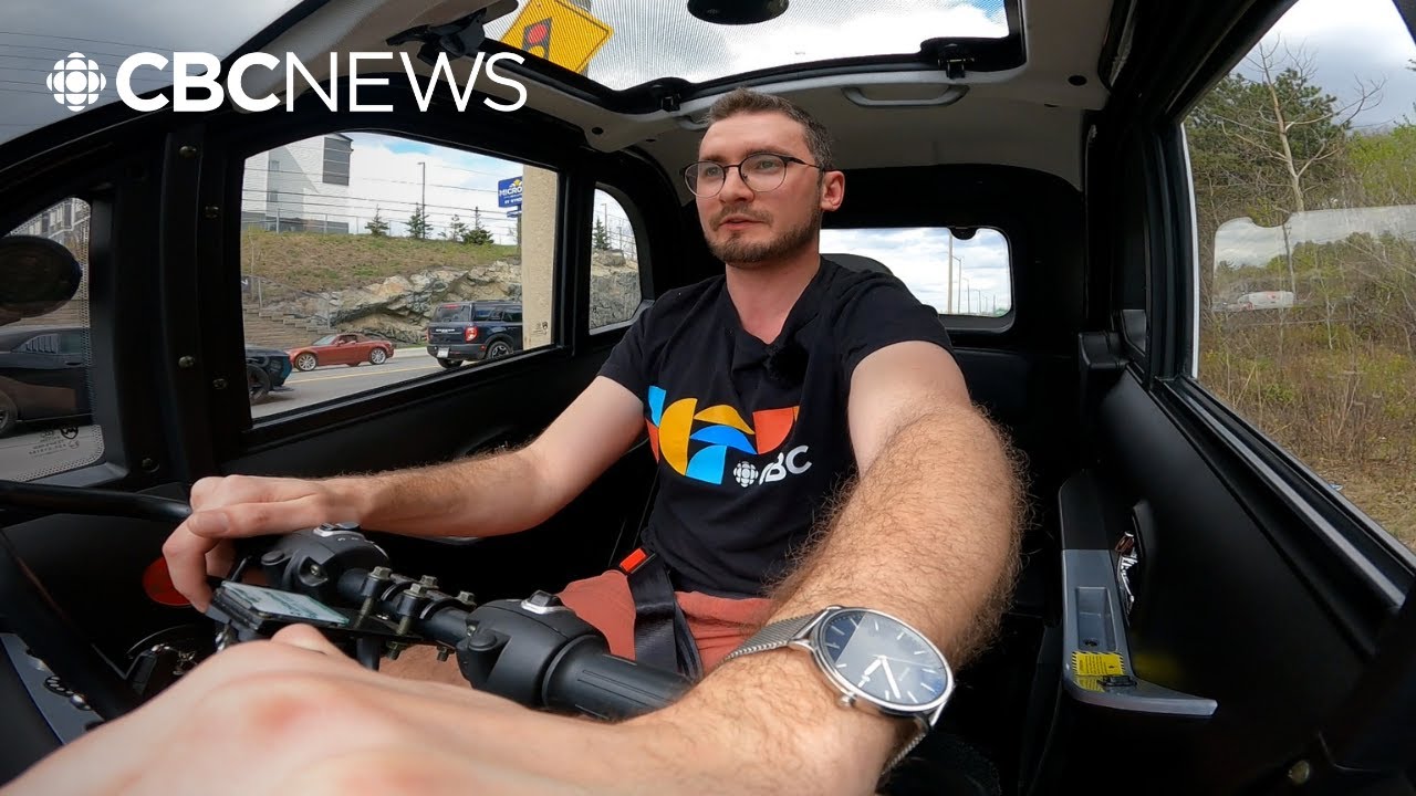 Test driving an enclosed mobility scooter on one of Sudbury, Ontario's busiest roads