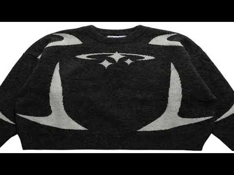 BIG PROMOTION Y2K retro sweater in autumn and winter Y2K star pattern sweater winter Harajuku sweate
