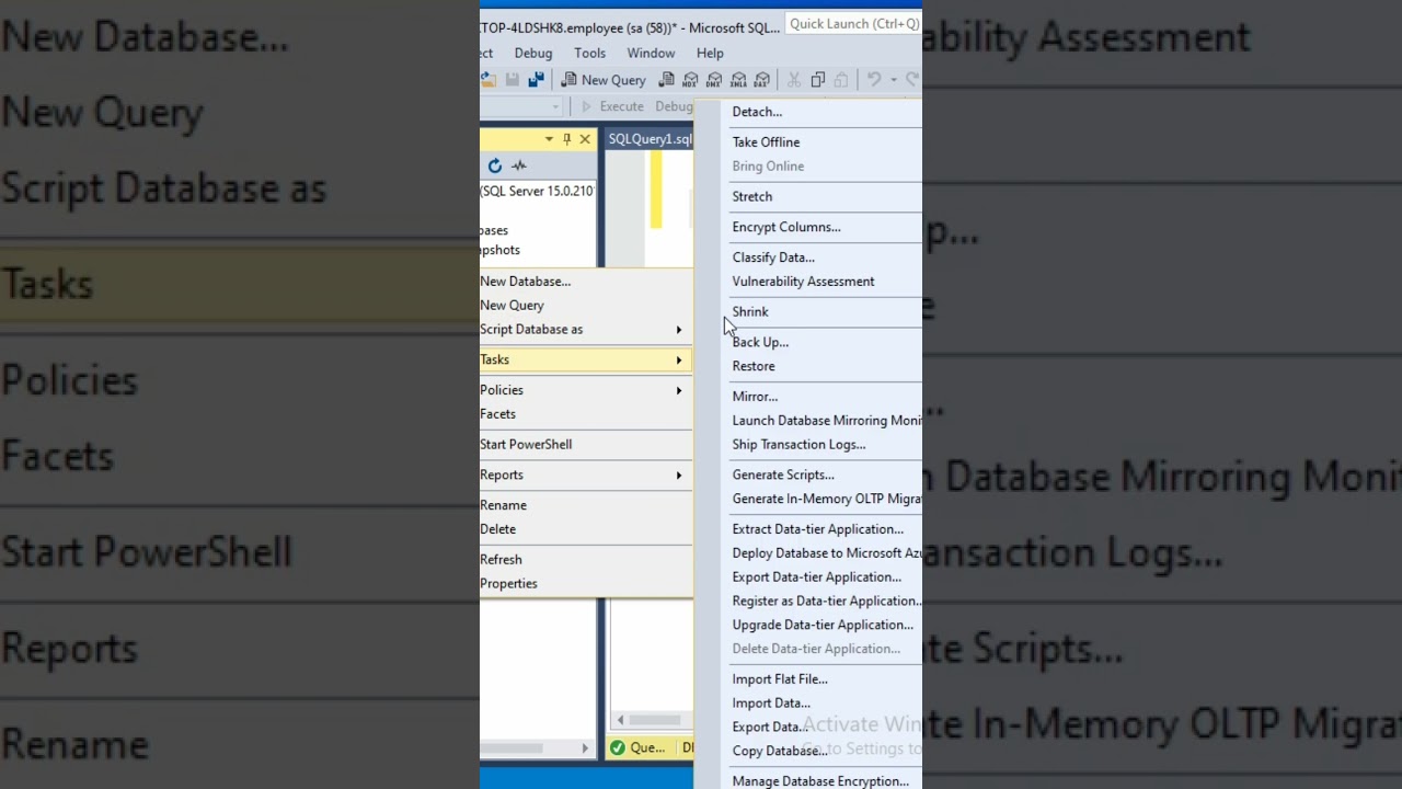 SQL server| data and log file shrink #sqlserver #shorts #short #learning