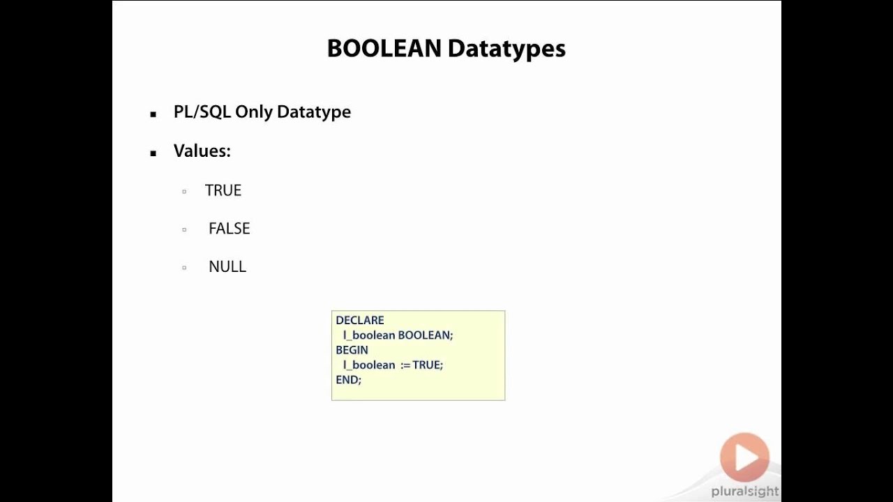 15 Boolean Datatype in PL SQL