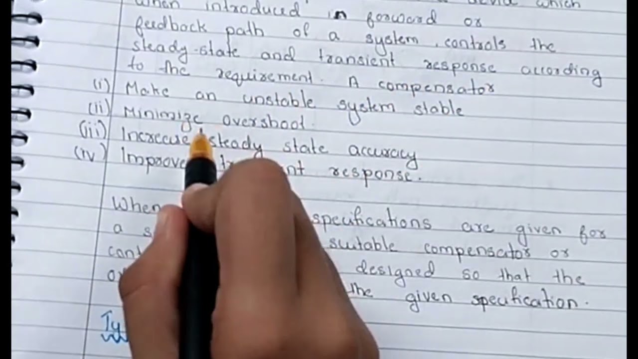Compensator-Types of Compensation -Linear Control System-S6-Electrical Engineering -Handwritten Note