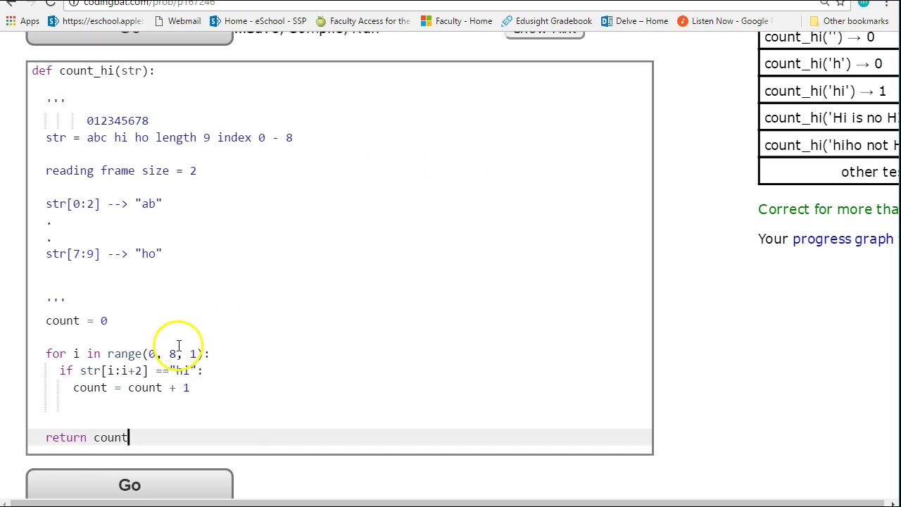 CodingBat - count_hi (Python)