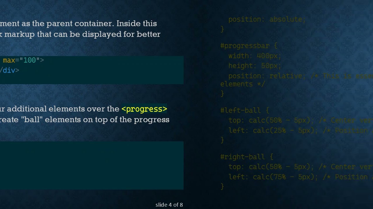 How to Display DOM Elements Over a progress Element in HTML/CSS