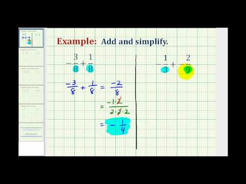 Ex 1: Adding Signed Fractions | Math Help from Arithmetic through Calculus and beyond
