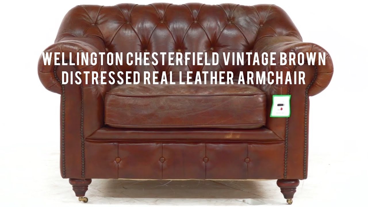 Wellington Chesterfield Vintage Distressed Leather Armchair