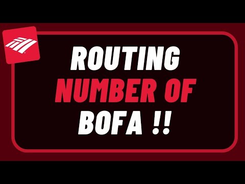 Routing Number of Bank Account Bank of America !