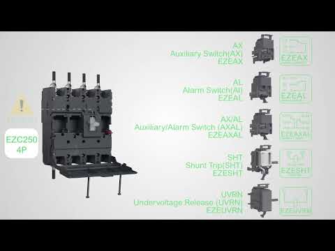 Schneider EZC circuit breaker + auxiliary contact module standard installation guide
