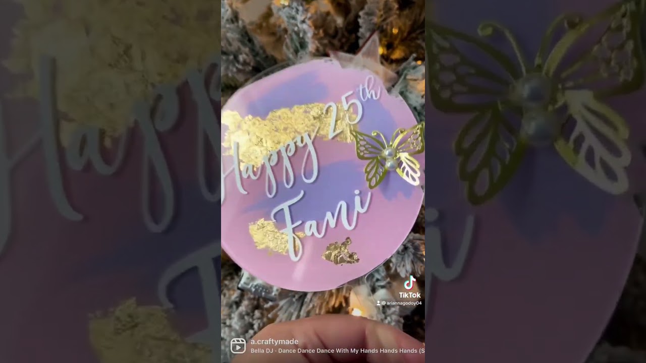 Birthday acrylic cake toppers💜 #caketopper#fyp#cricutmade#custommade#cricut#handmade#paperflower