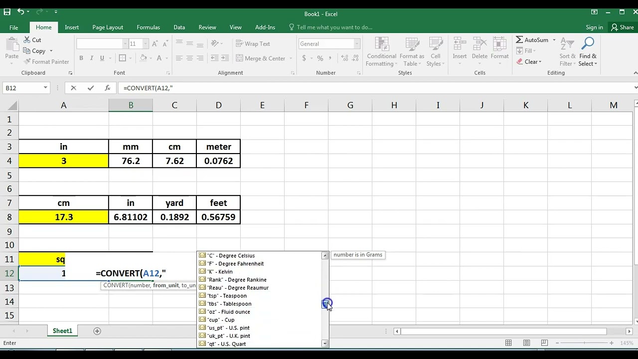 Microsoft Excel Tutorial - Unit Conversions In Excel