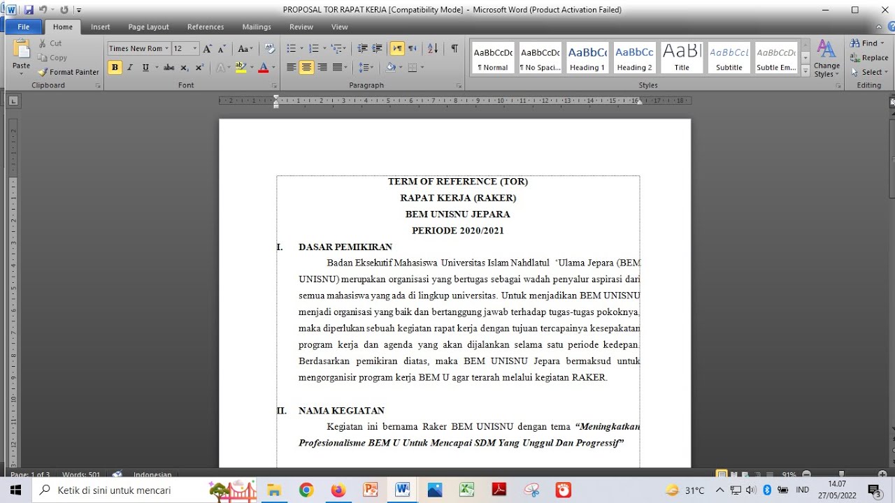 CARA MEMBUAT TOR (TERM OF REFERENCE) DAN REVIEW MACAM-MACAM TOR