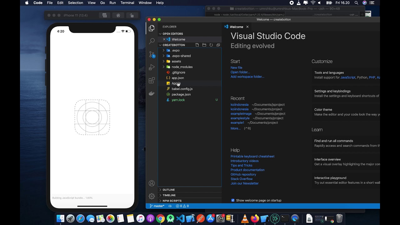 Expo React Native Tutorial Basic 4 Button android & ios