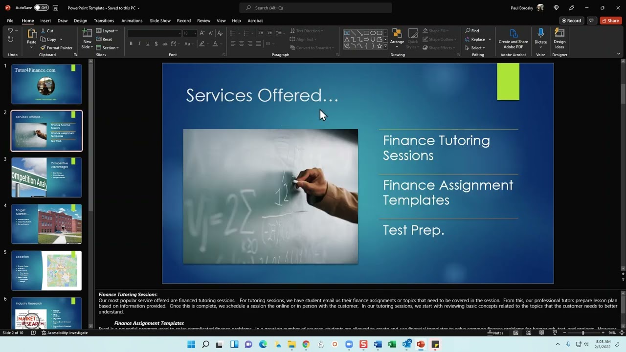 PowerPoint or Pitch Deck Presentations for a Business Plan by Paul Borosky, MBA.  - Short and Sweet