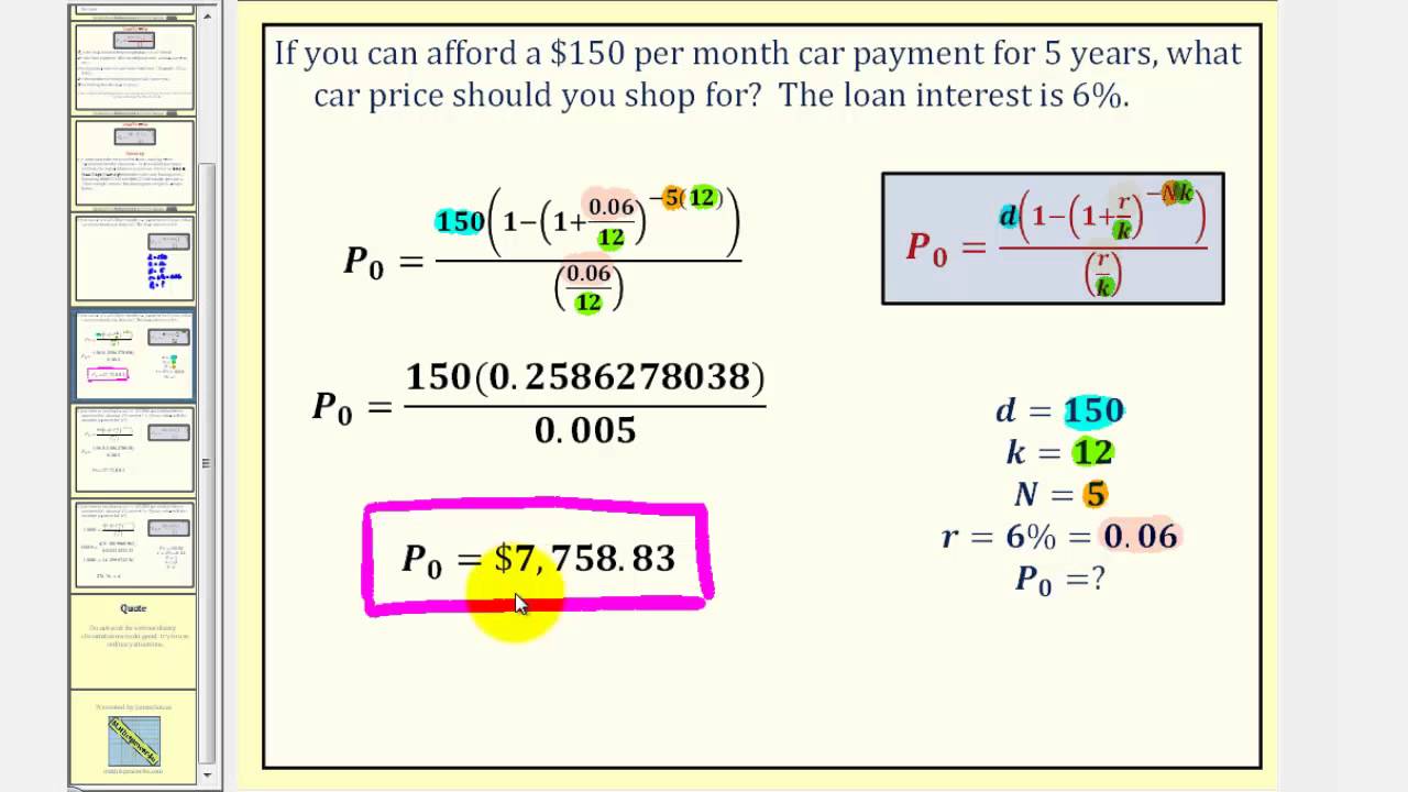The Installment Loan Formula