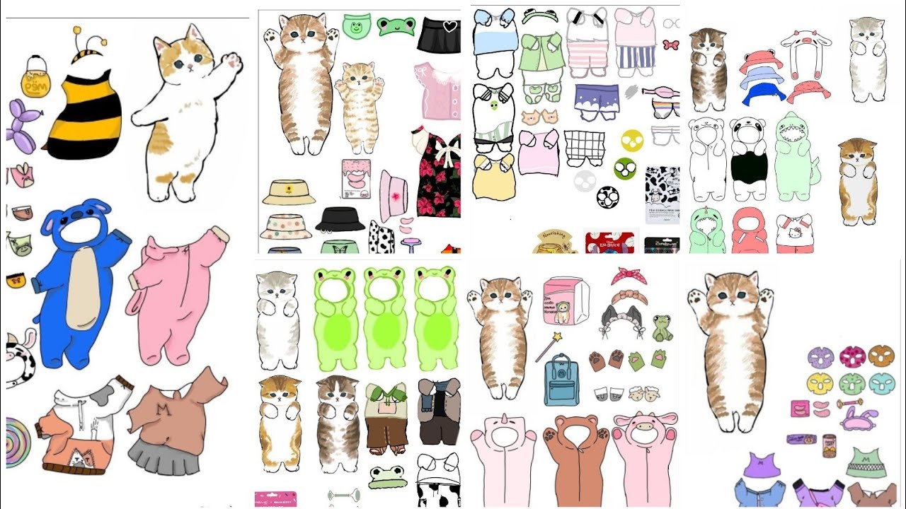 Gatitos 💖😱🌈😺🐈de papel📰Plantillas HD full color🎨 y blanco y negro ⚫/ para dibujar o imprimir #crafts