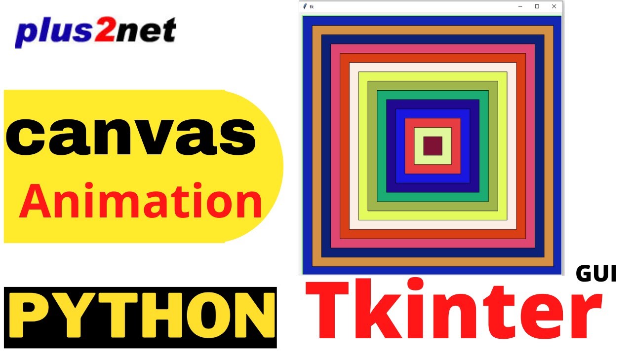 Creating animation by drawing concentric circles & rectangles on Tkinter Canvas using random colour