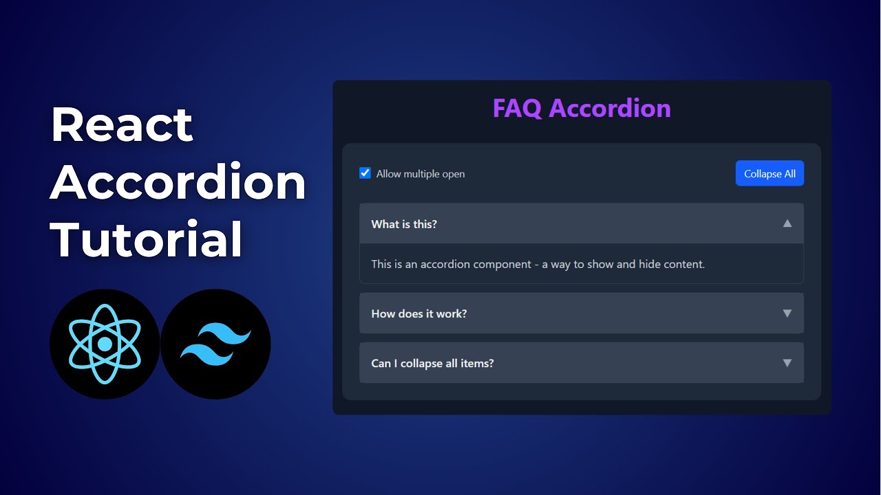Build a Modern React FAQ Accordion with Tailwind CSS | Step-by-Step Tutorial