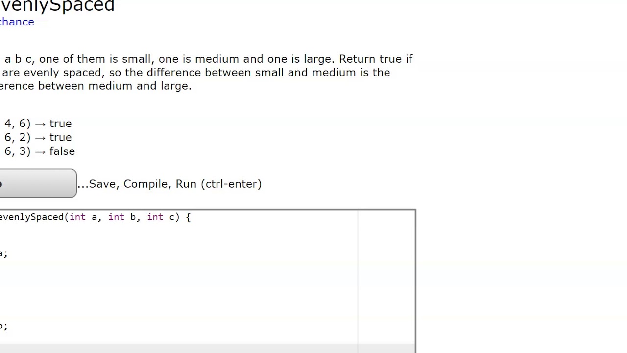 Logic - 2 (evenlySpaced) Java Tutorial || codingbat.com