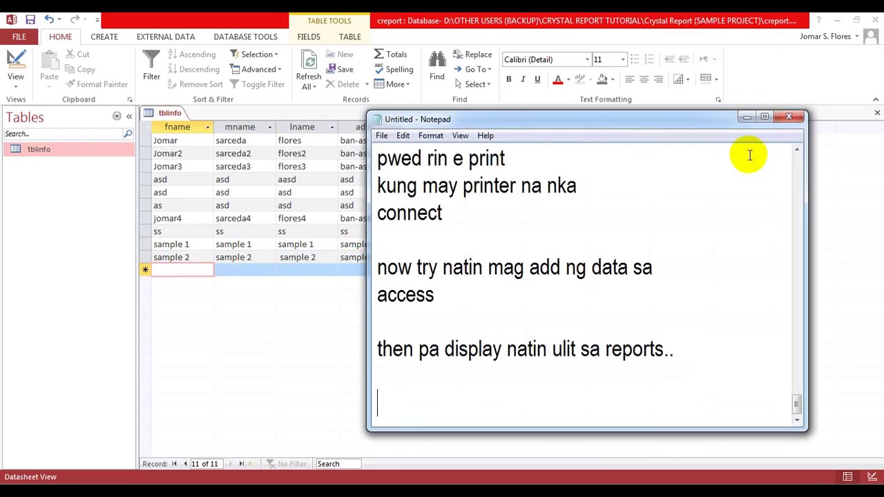 FLOTECH TUTORIAL: Visual Basic 6.0 + MS Access 2013 + Crystal Report