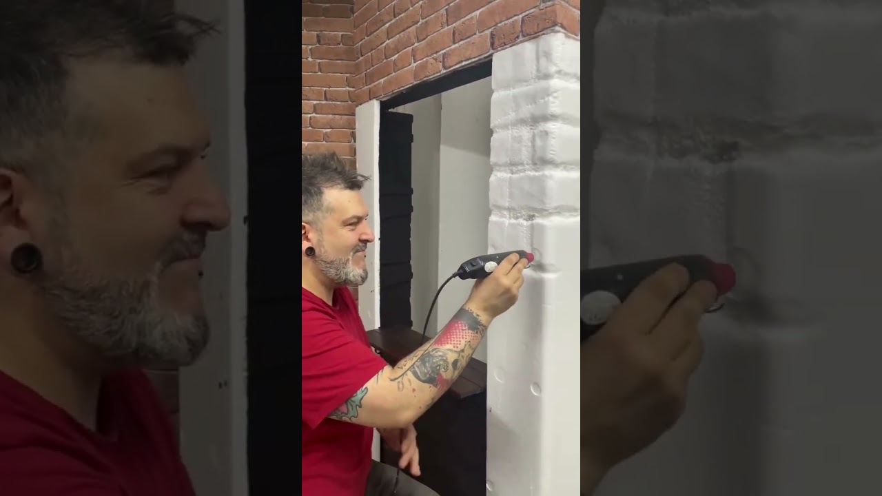 Moldear con aire caliente una placa de porexpan para convertirla en una columna efecto piedra