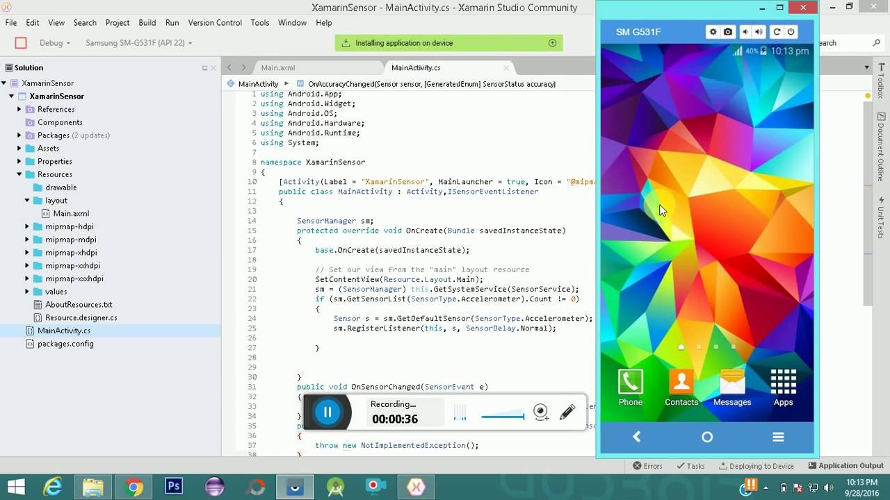 Android Sensor Example Xamarin