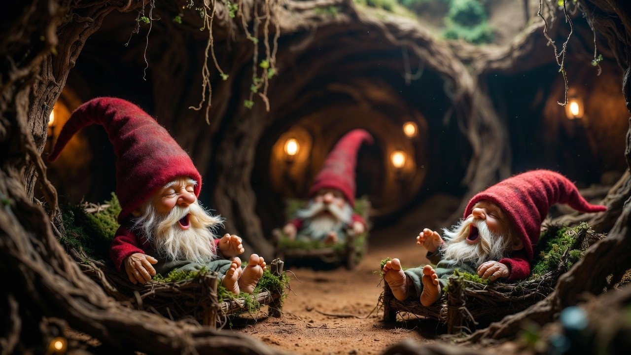 Sleepy Gnomes Baking Midnight Bread 🥖 | Gentle Celtic Harp & Crackling Fire Ambience