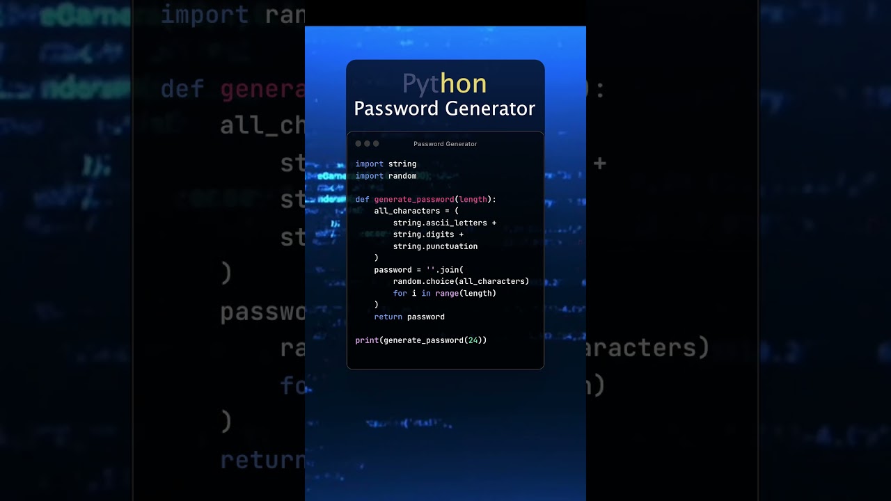 Secure in Seconds | Python Password Generator #python #DataScience  #code #study #computerscience