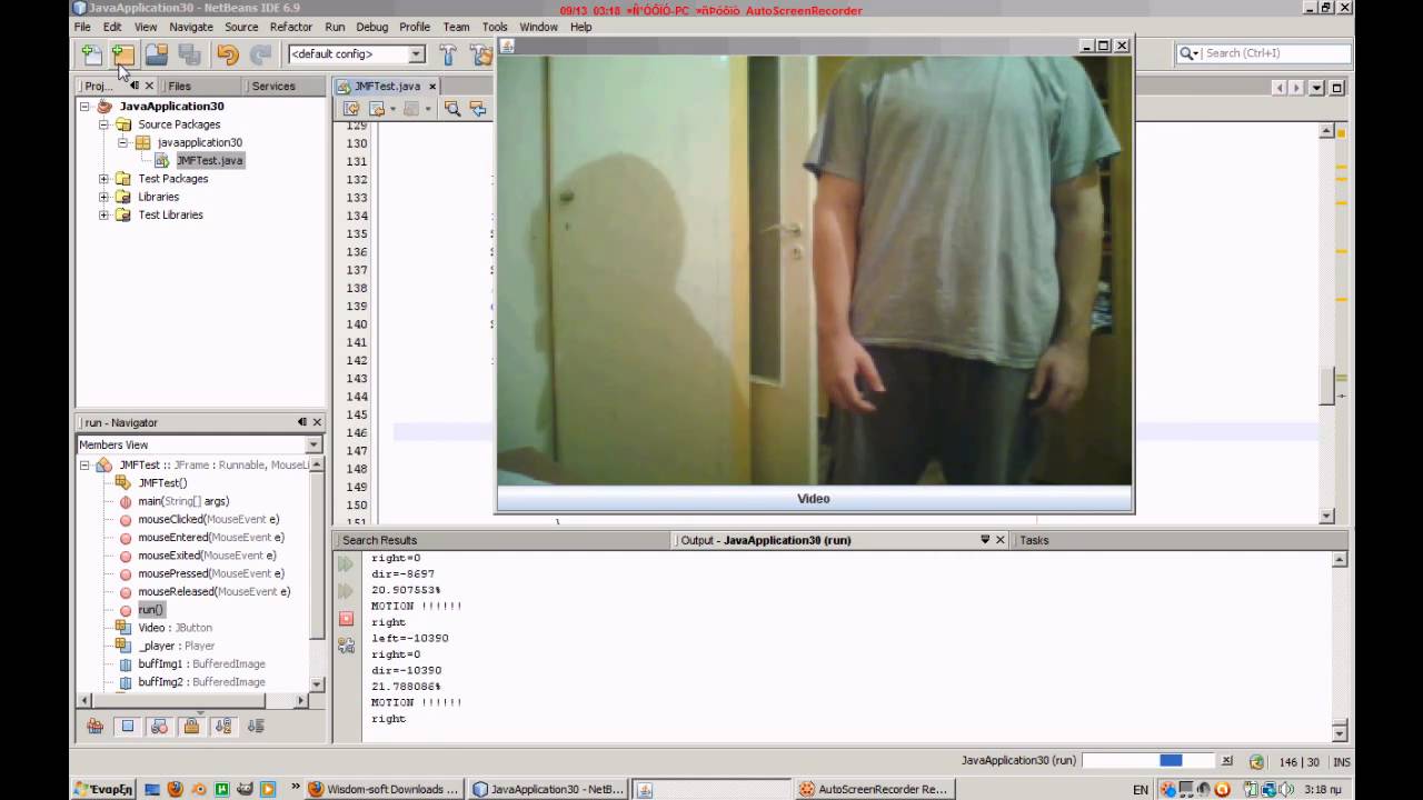 Very simple motion detection application made with java