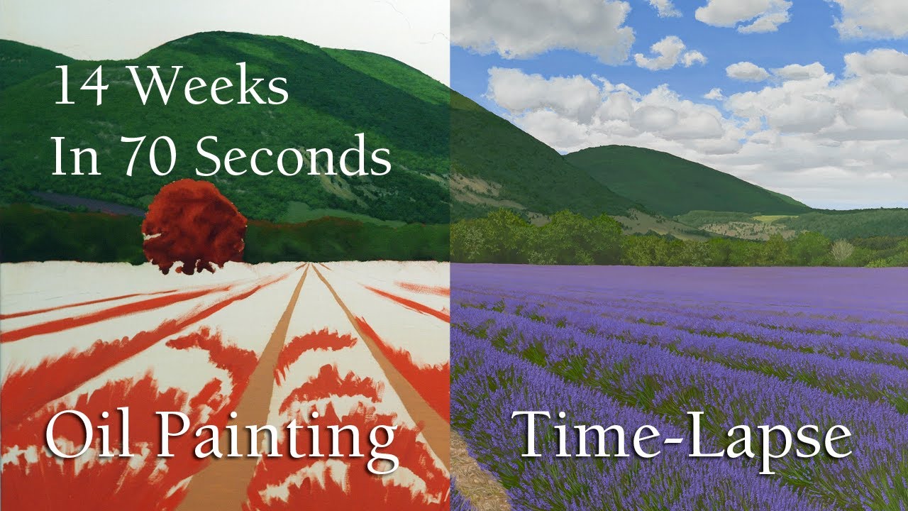 French Lavender Fields Oil Painting Time-Lapse || Realistic Oil Painting of Provence