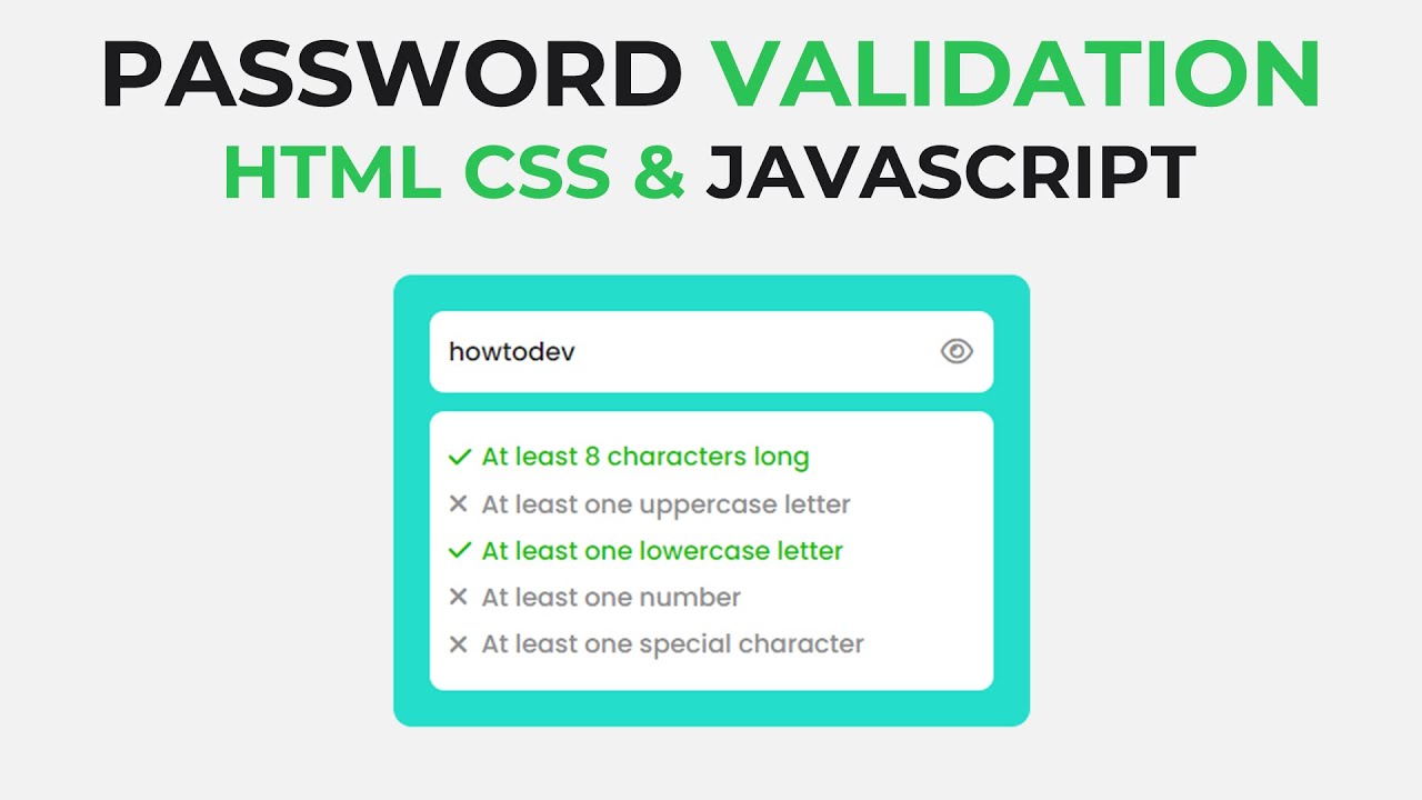 How To Make Password Validation Check Using HTML CSS & JavaScript | Toggle Password Visibility