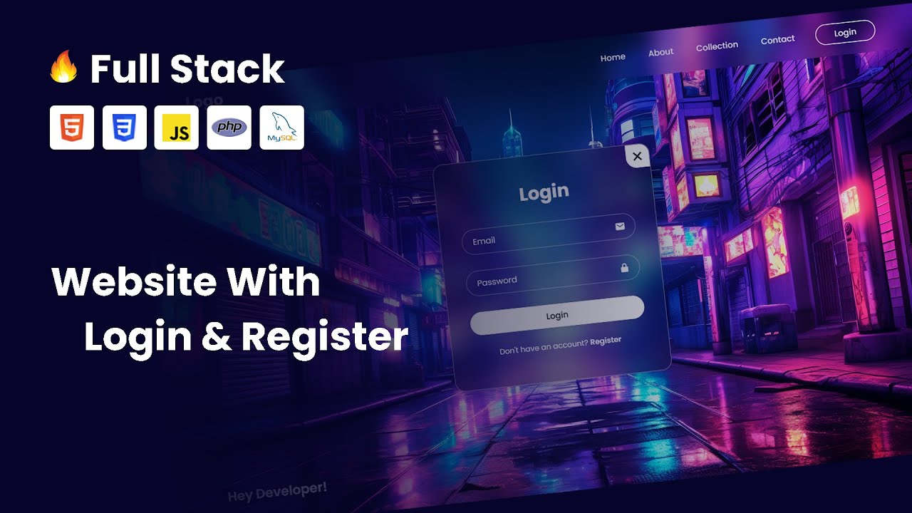Create Full Stack Website With Login & Register Form Using HTML CSS Javascript PHP & MySQL Database