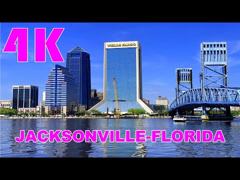Walking on a Bridge in Jacksonville Florida, Main Street Bridge, John T. Alsop Jr. Bridge, 4K - UHD