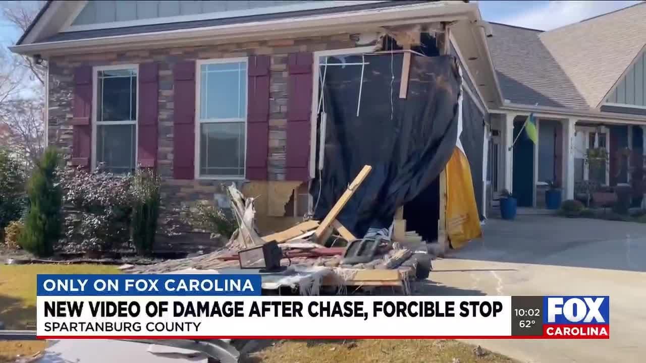 Suspect wanted for multiple break-ins crashes, damages home in Spartanburg Co.