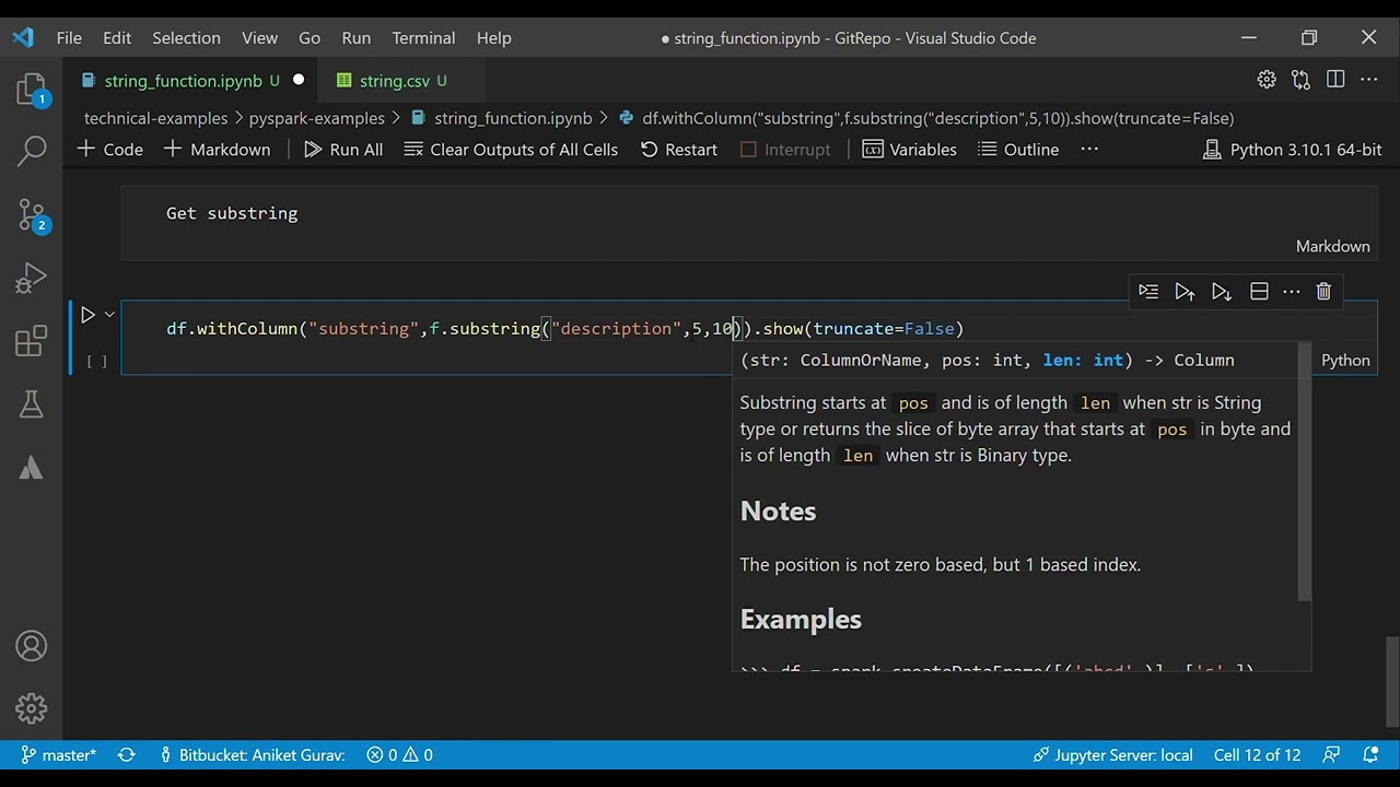 PySpark Examples - How to handle String in spark - Spark SQL