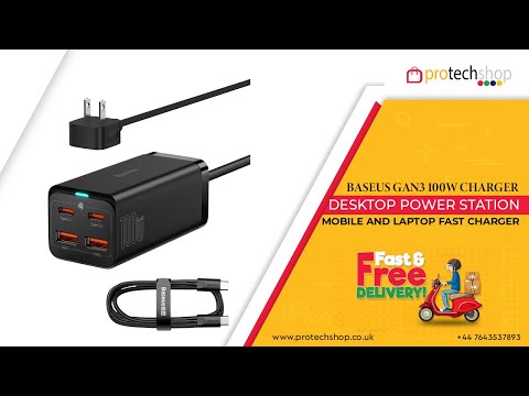Baseus 100W GaN3 Pro Desktop Charger Power Strip Charging Station Fast ...