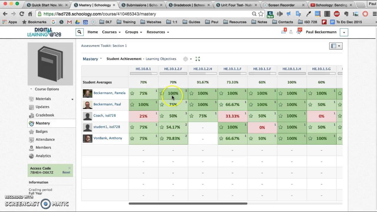 Schoology: Mastery Overview & Settings