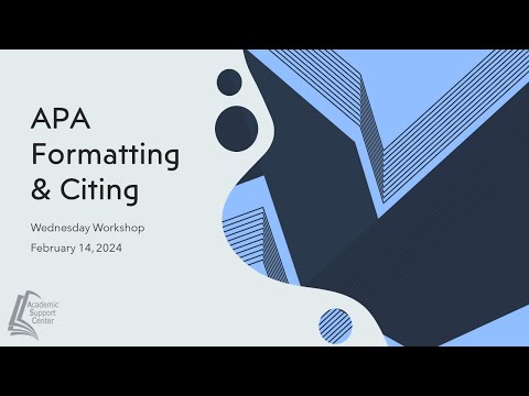 APA Formatting & Citing with Tony | Wednesday Workshop