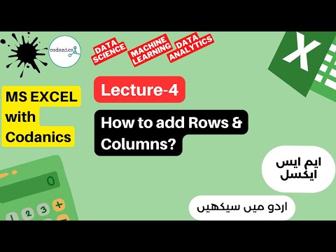 How to add rows and columns in excel in Urdu/Hindi