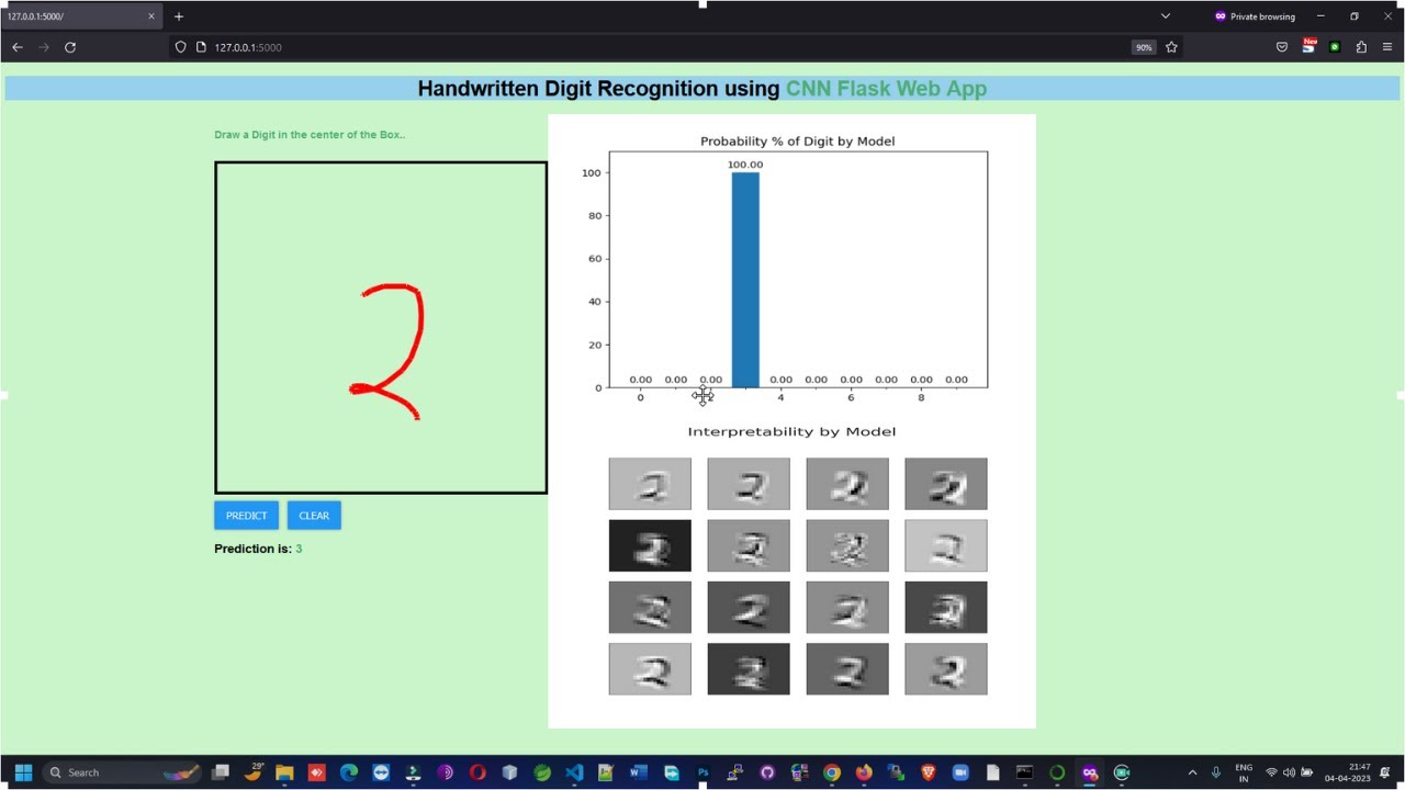 Handwritten digit recognition Python Flask