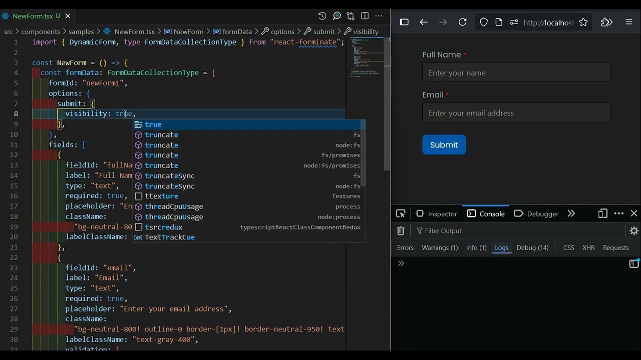 Headless React Form Builder Demo — react-forminate in Action