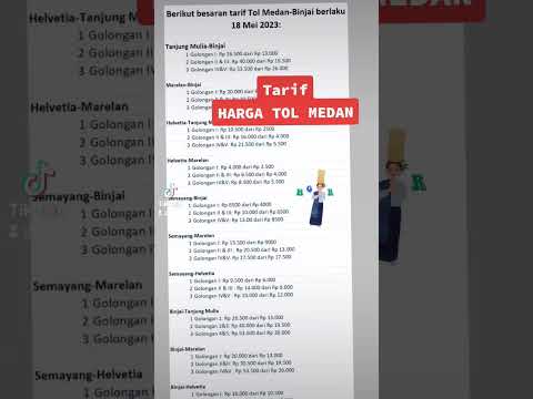 harga terbaru tarif tol Medan. 2023