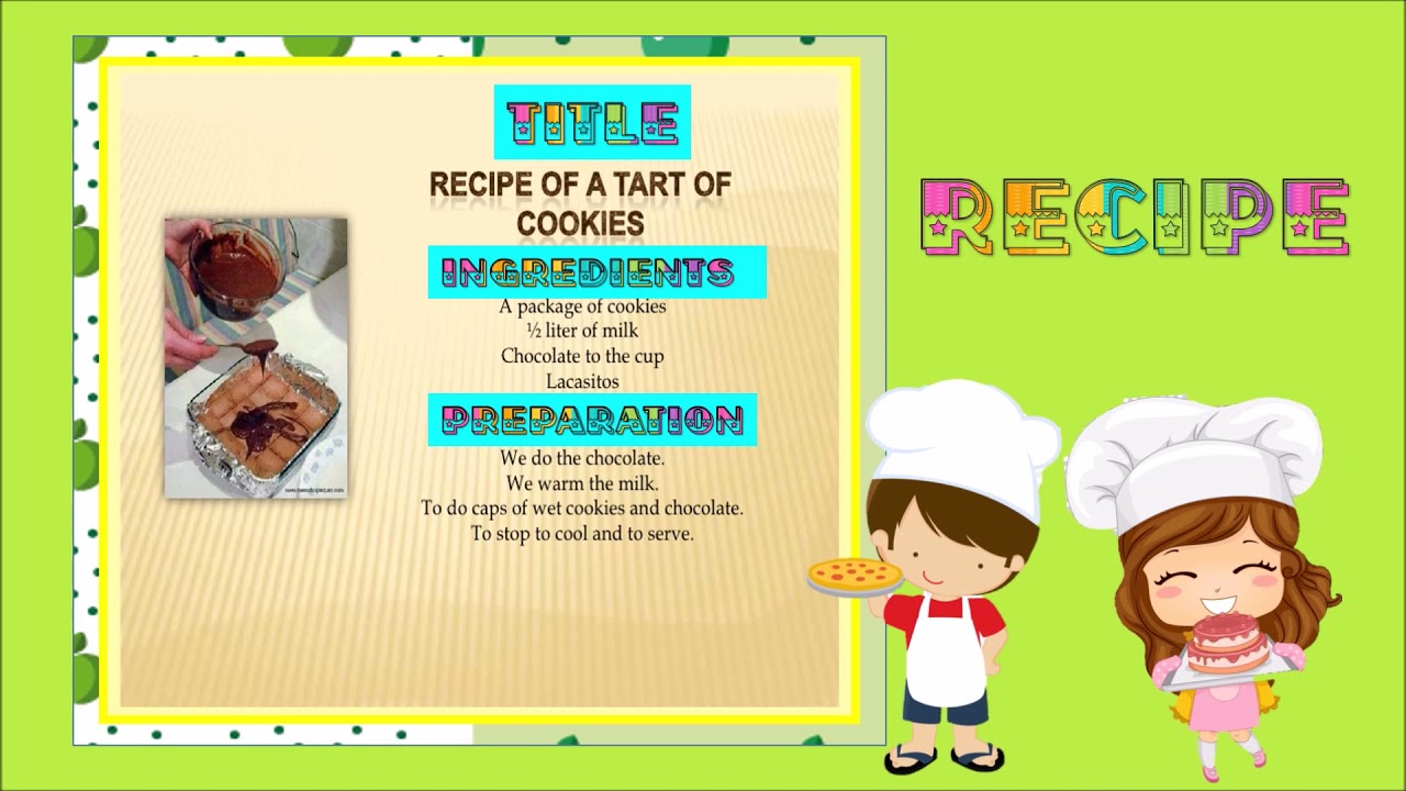 RECETA DE COCINA EN INGLÉS PARA NIÑOS