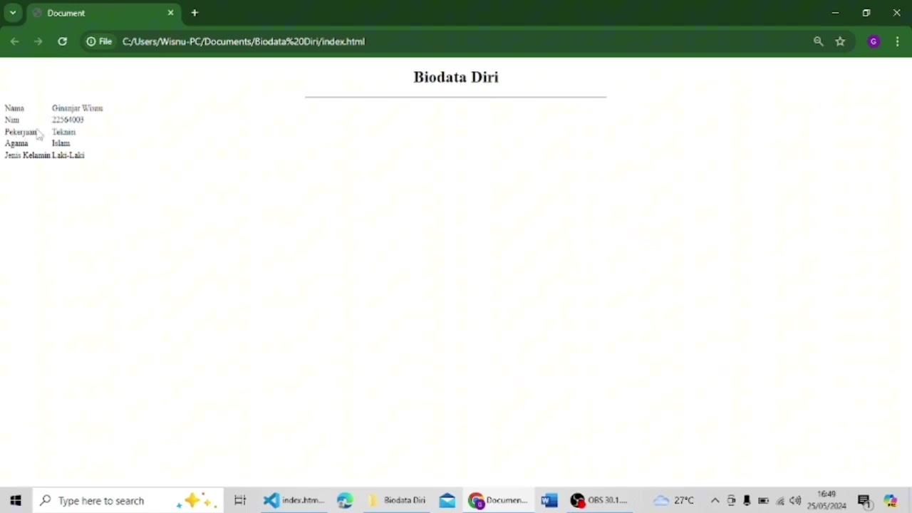 Cara Membuat Biodata Diri di Web Menggunakan VScode #STMIKJAYAKARTA