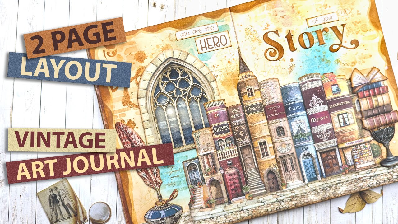 Vintage Library Art Journal | Two - Page Layout - Stamperia