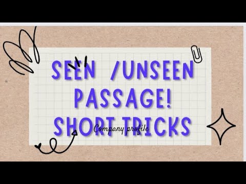 Unseen Passage| Short Trick|Seen Passages Tricks in Hindi|Factual Passage| Class10/11/12| In Hindi
