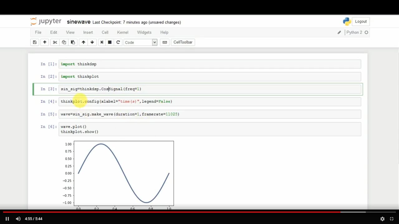 create the first sine wave using python THINK DSP #Signal #Processing #Python #DSP